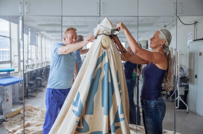 Dress made from a refugee tent steals London fashion show - Green Prophet