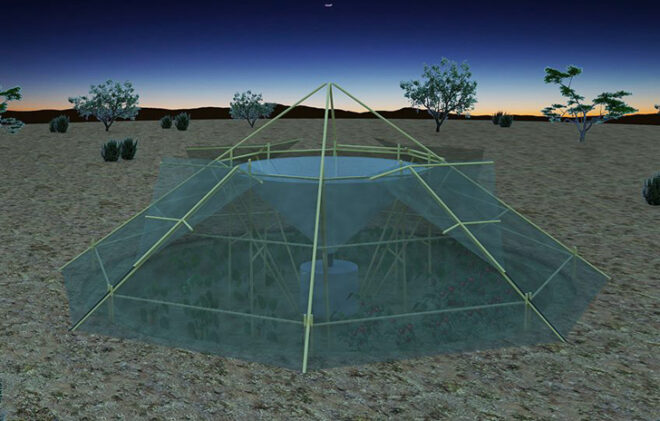 Futuristic dome collectors collect dew for drinking water and crops ...